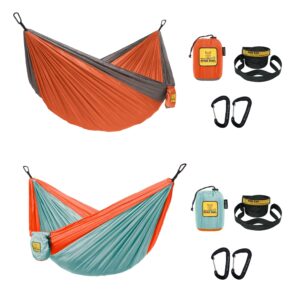 wise owl outfitters camping hammocks duo - set of 2, adults and kids hammock for outdoor, indoor, single & double use w/tree straps - camping gear essentials