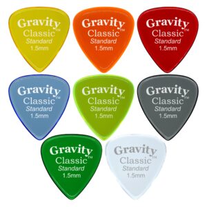 gravity guitar picks - acrylic | classic standard 1.5mm | 8 color assortment | brighter, louder, faster