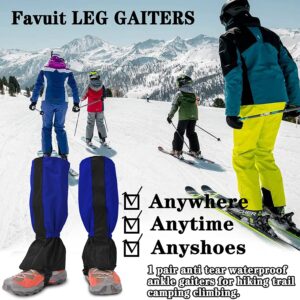 Leg Gaiters Waterproof Men Women Snow Boot Gaiters Hiking Shoe Gaiters Anti-Tear Adjustable Leggings Cover Ankle Leg Guard for Outdoor Hunting Camping Skiing Walking Mountain Climbing (Blue 18")