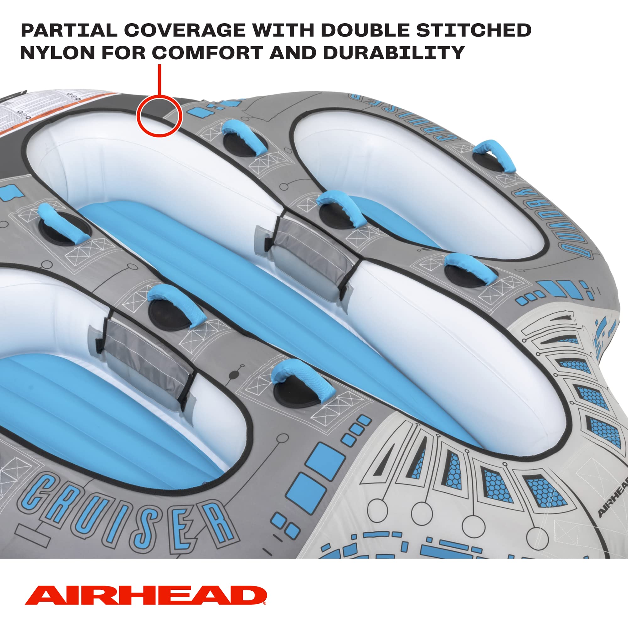 Airhead Quadra Cruiser, 1-4 Rider Towable Tube for Boating