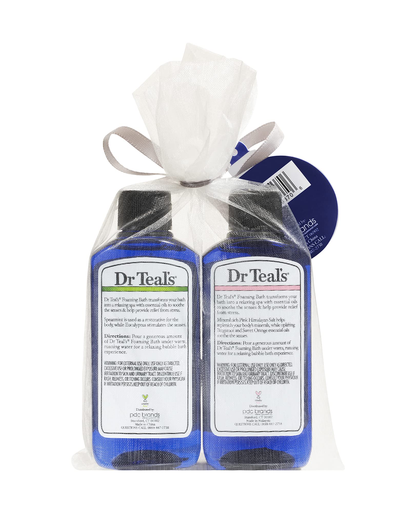 Dr Teal's Foaming Bath Holiday Gift Combo Pack (6 fl oz Total): Restore & Replenish with Pink Himalayan Salt and Relax & Relief with Eucalyptus and Spearmint. Treat Your Skin, Senses, and Stress