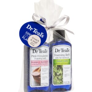 Dr Teal's Foaming Bath Holiday Gift Combo Pack (6 fl oz Total): Restore & Replenish with Pink Himalayan Salt and Relax & Relief with Eucalyptus and Spearmint. Treat Your Skin, Senses, and Stress