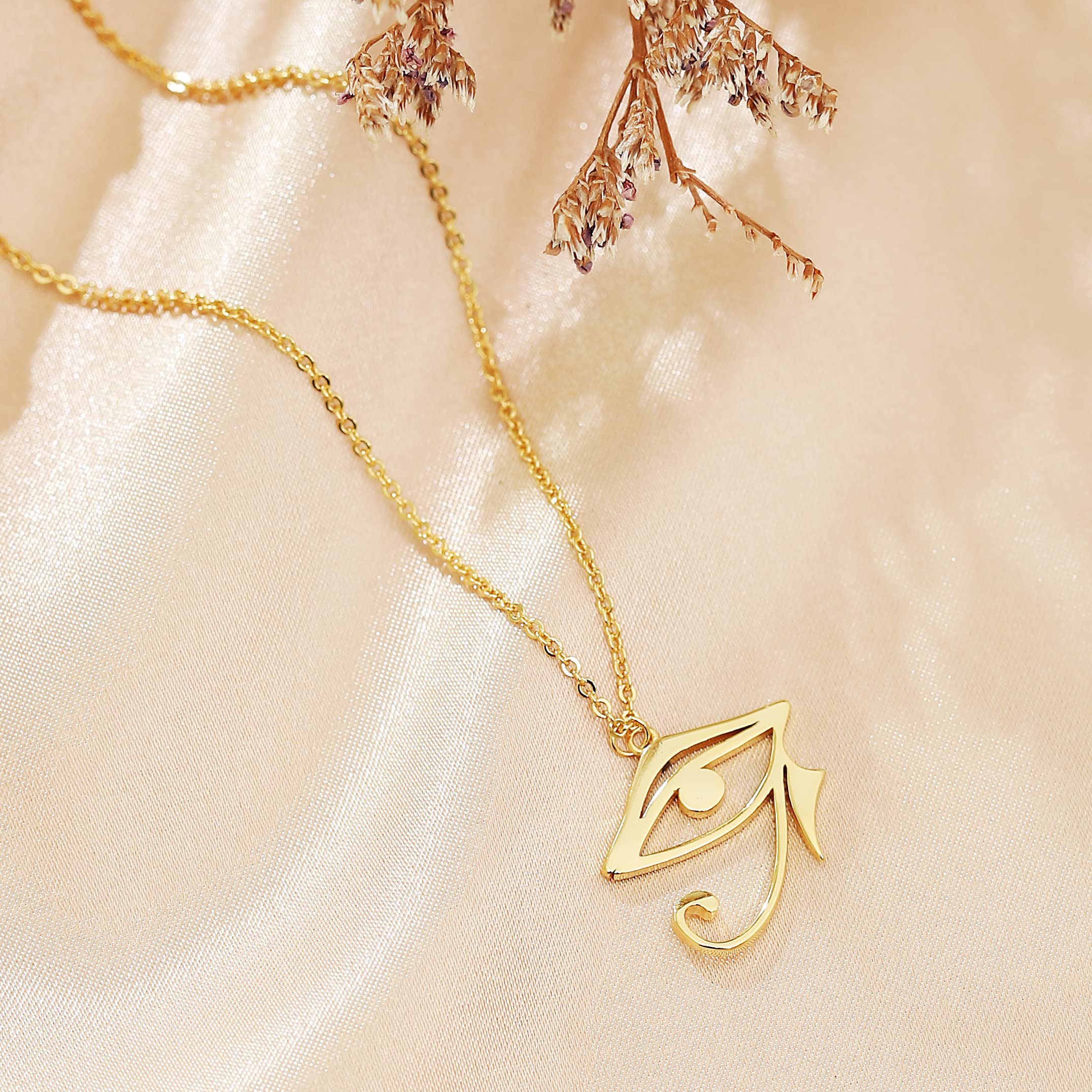 Pencros Dainty Eye Of Horus Necklace,18K Gold Plated Ra Eye Spiritual Necklace Delicate Chain Minimalist Simple Jewelry Friend's Gift