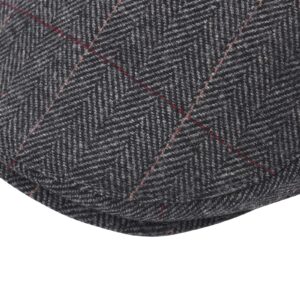 STARANCE 2 Pack Newsboy Hats for Men Wool Blend Flat Cap Ivy Driving Hat (Black/Plaid Grey)