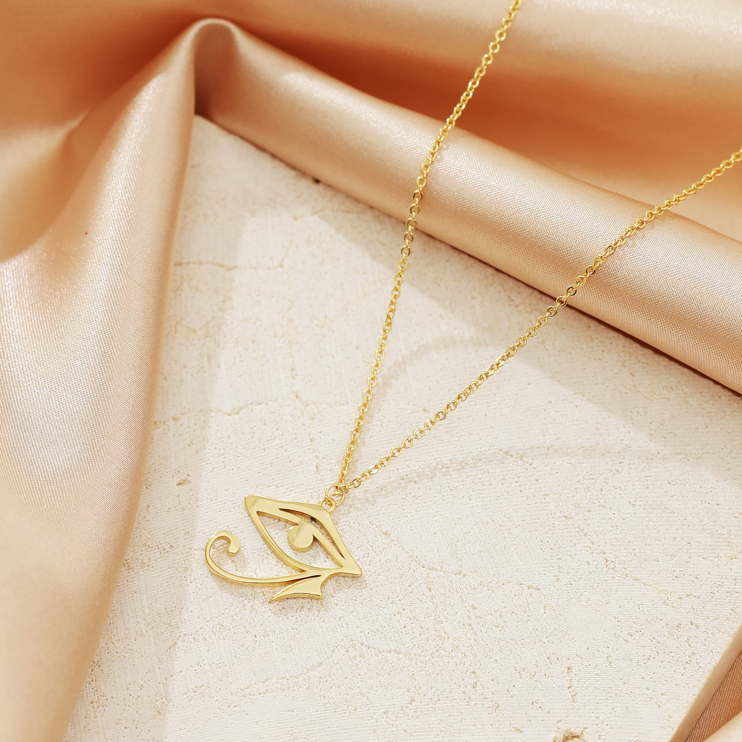 Pencros Dainty Eye Of Horus Necklace,18K Gold Plated Ra Eye Spiritual Necklace Delicate Chain Minimalist Simple Jewelry Friend's Gift