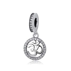 om ohm aum symbol hindu yoga mediation 925 sterling silver charm bead pendant fits pandora bracelets & necklaces & more