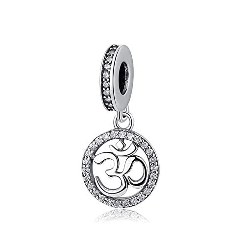 Om Ohm Aum Symbol Hindu Yoga Mediation 925 Sterling Silver Charm Bead Pendant fits Pandora Bracelets & Necklaces & More