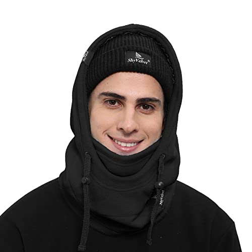 Shy Velvet Cold Weather Fleece Balaclava Ski Mask,Balaclava Wind-Resistant Winter Face Mask for Men and Women Black