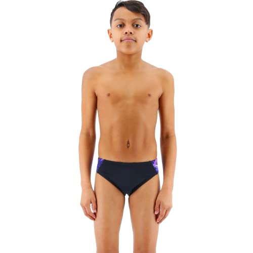 TYR Boys' Standard Cadence Racer Brief Swimsuit, Purple, 22