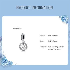 Om Ohm Aum Symbol Hindu Yoga Mediation 925 Sterling Silver Charm Bead Pendant fits Pandora Bracelets & Necklaces & More