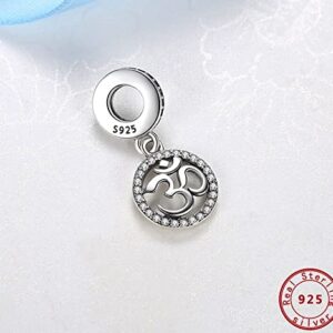 Om Ohm Aum Symbol Hindu Yoga Mediation 925 Sterling Silver Charm Bead Pendant fits Pandora Bracelets & Necklaces & More