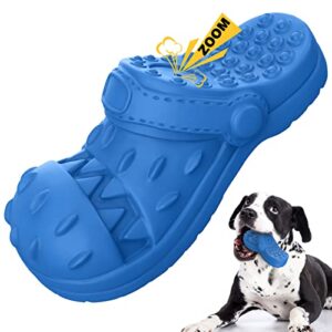 izetianzhe indestructible dog toys, squeaky dog toys for aggressive chewers, tough dog chew toys for medium/large dogs/heavy duty dog toys (slipper-blue)