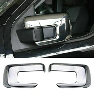 szdeda abs exterior side rearview mirror caps cover decorative trim fit for ford f150 2021 2022 car accessories (chrome)