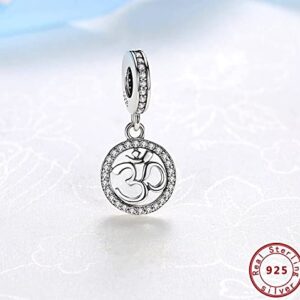 Om Ohm Aum Symbol Hindu Yoga Mediation 925 Sterling Silver Charm Bead Pendant fits Pandora Bracelets & Necklaces & More