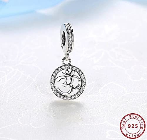 Om Ohm Aum Symbol Hindu Yoga Mediation 925 Sterling Silver Charm Bead Pendant fits Pandora Bracelets & Necklaces & More