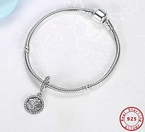 Om Ohm Aum Symbol Hindu Yoga Mediation 925 Sterling Silver Charm Bead Pendant fits Pandora Bracelets & Necklaces & More