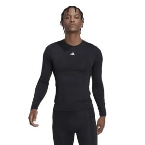 adidas men's techfit aeroready training long-sleeve tee, black, small