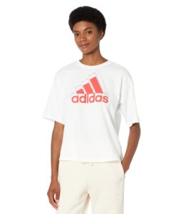 adidas essentials multicolored logo cropped t-shirt white/vivid red/black lg