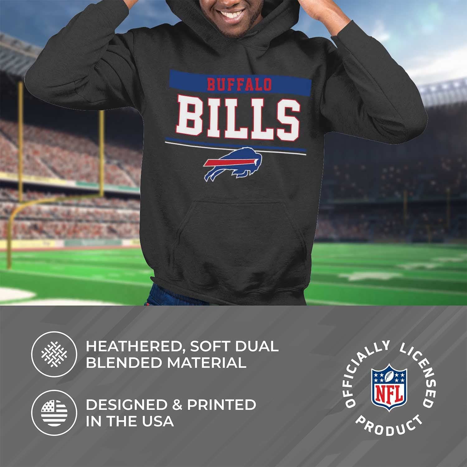 Team Fan Apparel NFL Adult Gameday Charcoal Hooded Sweatshirt - Cotton & Polyester - Stay Warm & Represent Your Team in Style (Buffalo Bills - Charcoal, Adult X-Large)