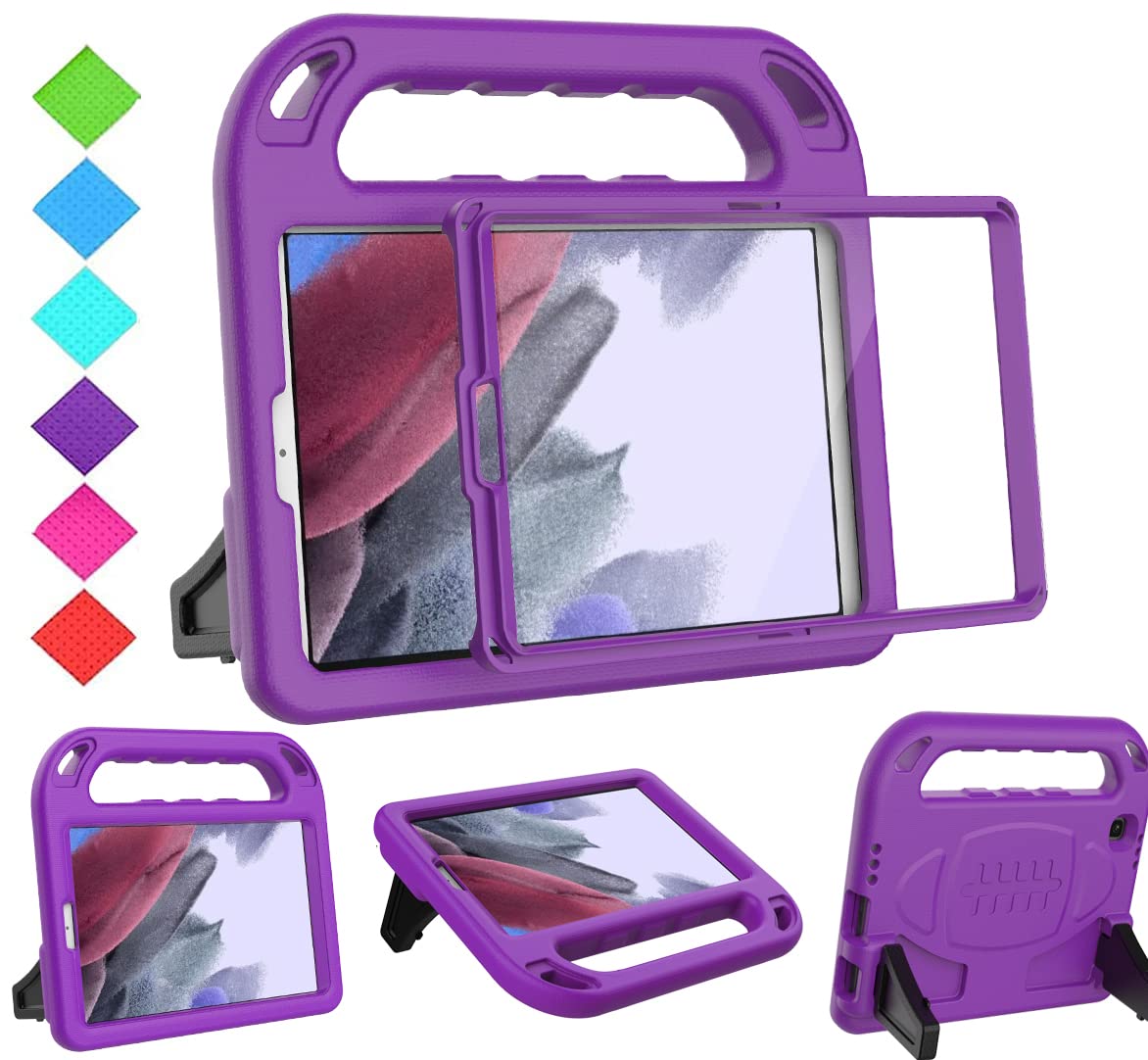 BMOUO Kids Case for Samsung Galaxy Tab A7 Lite 8.7" 2021(SM-T220/T225),Tab A7 Lite Case with Built-in Screen Protector, Shockproof Handle Stand Kids Case for Samsung Galaxy Tab A7 Lite 2021, Purple