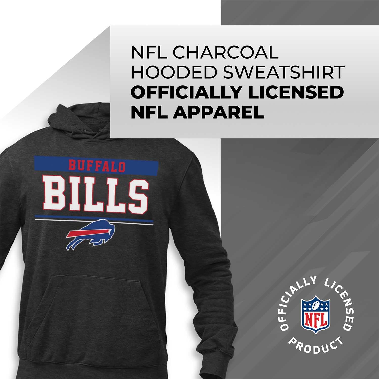 Team Fan Apparel NFL Adult Gameday Charcoal Hooded Sweatshirt - Cotton & Polyester - Stay Warm & Represent Your Team in Style (Buffalo Bills - Charcoal, Adult X-Large)