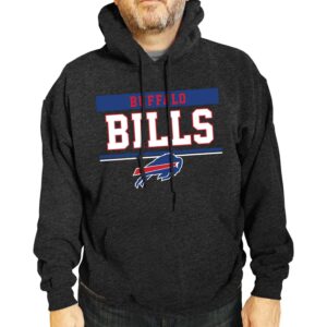 team fan apparel nfl adult gameday charcoal hooded sweatshirt - cotton & polyester - stay warm & represent your team in style (buffalo bills - charcoal, adult x-large)