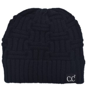 C.C Lightweight Roll-up Edge Winter Fisherman Beanie Men Women Unisex Stylish Plain Skull Hat Watch Cap (Black)