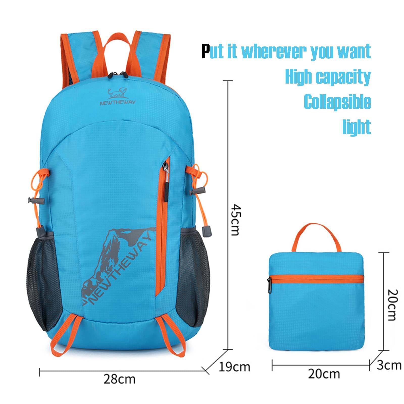 Lywencom Hiking Backpack,20L sports lightweight folding waterproof ultra-light backpack suitable for outdoor camping picnic(blue), LW026