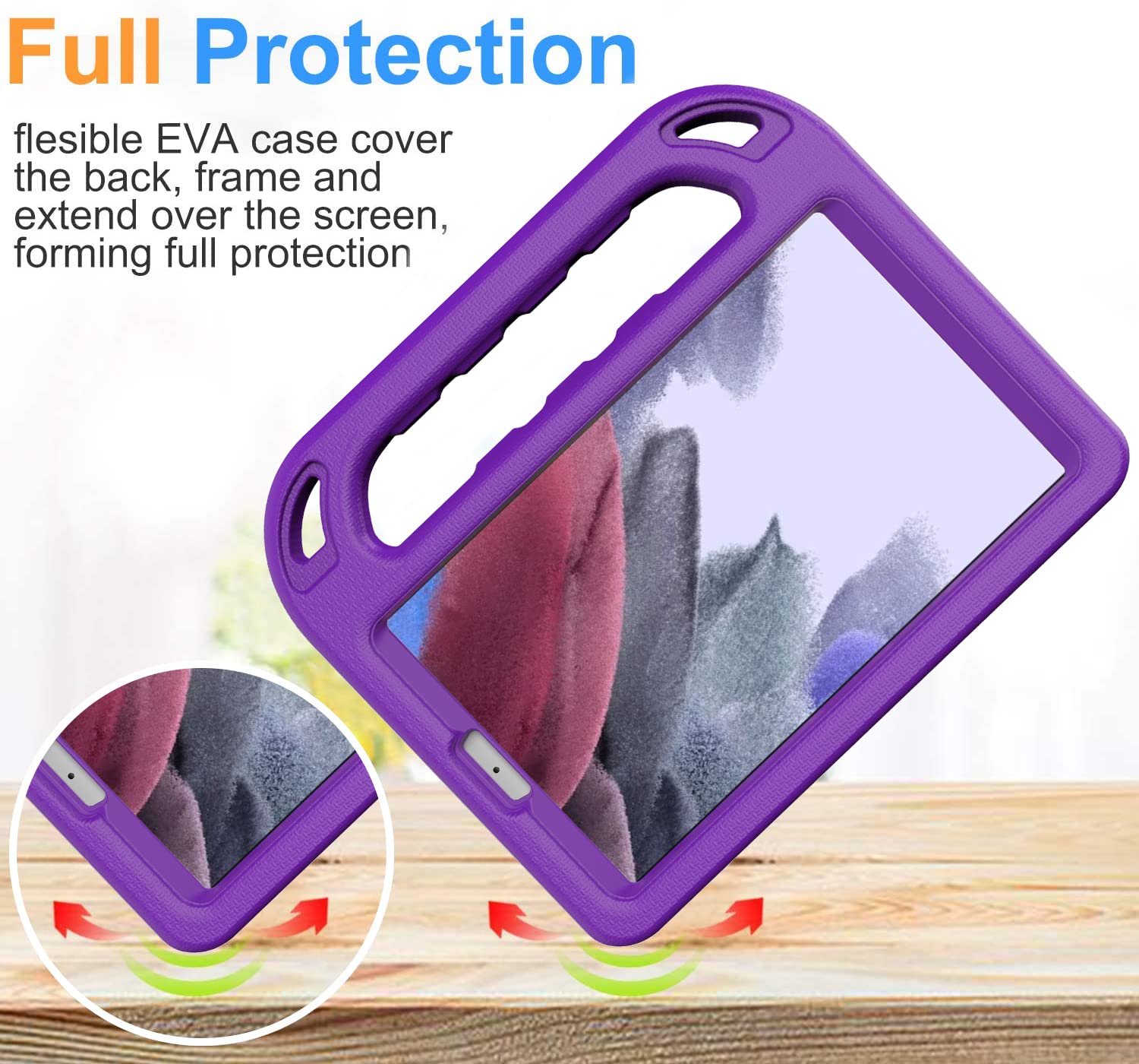 BMOUO Kids Case for Samsung Galaxy Tab A7 Lite 8.7" 2021(SM-T220/T225),Tab A7 Lite Case with Built-in Screen Protector, Shockproof Handle Stand Kids Case for Samsung Galaxy Tab A7 Lite 2021, Purple