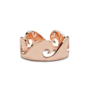 pura vida rose gold-plated thick wave band ring - brass base, stackable accessory - size 5