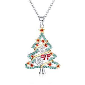 musecloud christmas necklace 925 sterling silver christmas tree necklace for women white gold plated christmas tree pendant christmas jewelry gift (silver)