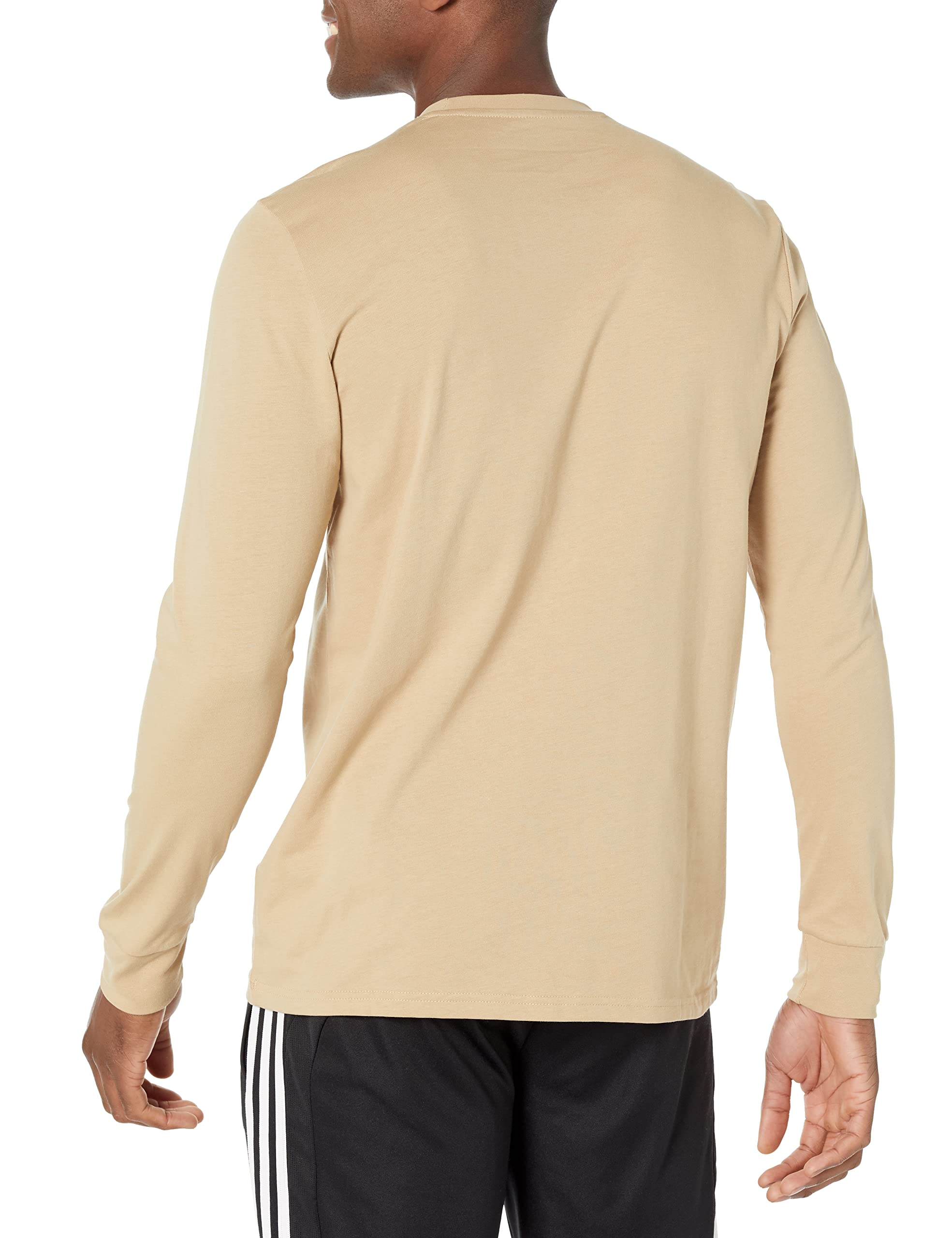 adidas Men's Embroidery Graphic Long Sleeve Tee, Beige Tone, Medium