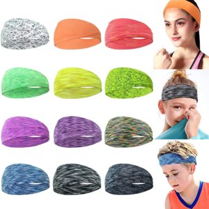 cÉllot 12 colors sweat headbands breathable athletic sweatbands yoga sports headbands for girls and boys soft moisture wicking elastic hairband for girls and teenagers adults