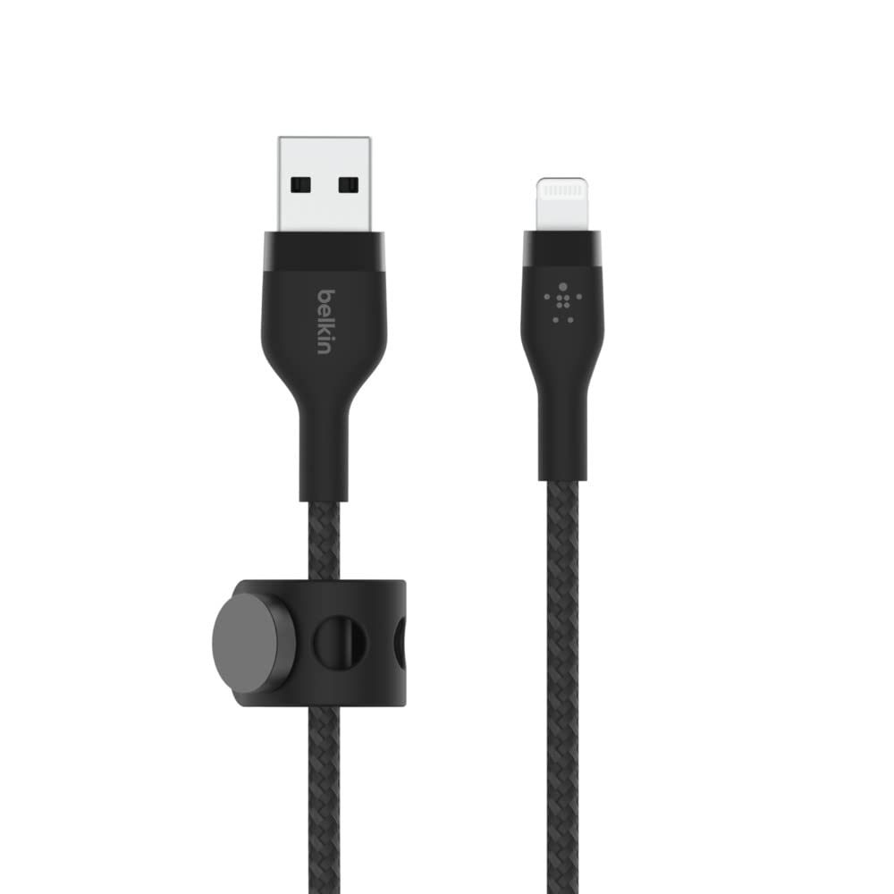 Belkin BoostCharge Pro Flex Braided USB Type A to Lightning Cable (1M/3.3FT), MFi Certified Charging Cable for iPhone 14, 13, 12, 11, Pro, Max, Mini, SE, iPad - Black