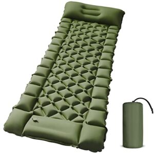 dehumi camping sleeping pad - with built-in foot pump, ultralight inflatable camping pad, durable waterproof camping mattress, portable compact sleeping pad for camping, backpacking, traveling, hiking