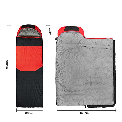 0 Degree Sleeping Bag for Adults Lightweight Waterproof Warm Down Feather Sleeping Bag for Cold All Seasons Hiking ,Backpacking or Camping (Red,Down content 1800g)