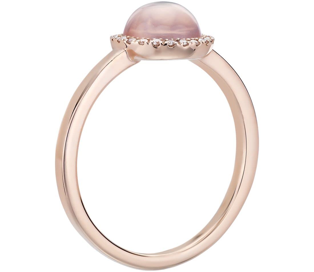 JewelryGift 18K Rose Gold Plated Simple Halo Ring Natural Rose Quartz Cabochon Loose Gemstone Bezel Set Fine Jewelry Ring for Women and Girl US Size : 5