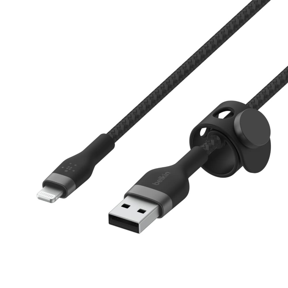 Belkin BoostCharge Pro Flex Braided USB Type A to Lightning Cable (1M/3.3FT), MFi Certified Charging Cable for iPhone 14, 13, 12, 11, Pro, Max, Mini, SE, iPad - Black