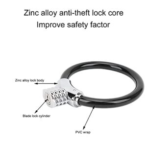 Steel Cable Lock, Bike Equipment Zinc Alloy and PVC Anti‑Theft with 2 Keys for Mountain Bike for Road Bike