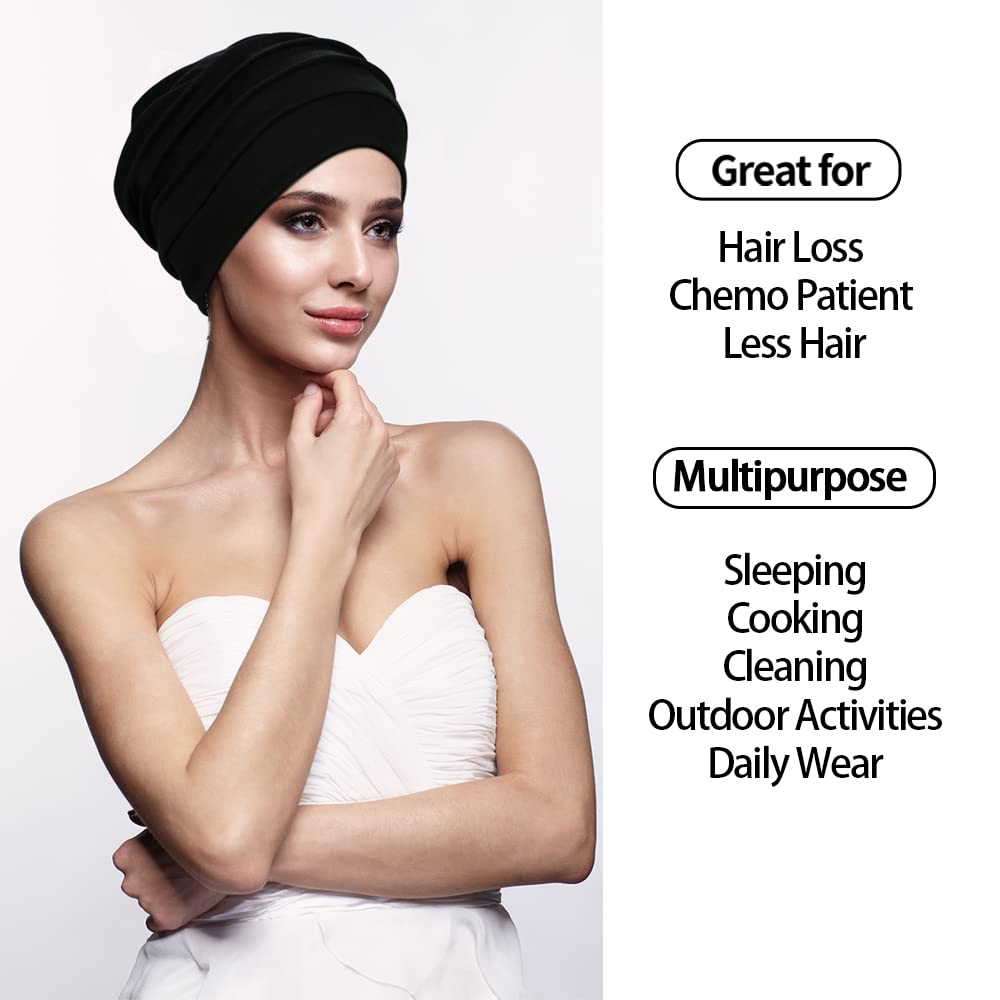 Kisumthy 2 PCS Cotton Slouchy Chemo Beanies, Chemo Cap Headwear Cancer Hats for Women with Hair Loss