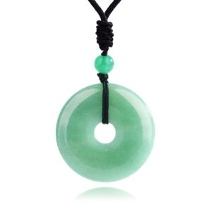 tikcauz donut pendant necklace crystals and healing stones reiki coins aventurine pendant necklace natural gemstone jewelry adjustable crystal necklace gifts for women men