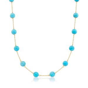 ross-simons 8mm gemstone bead station necklace in 14kt yellow gold