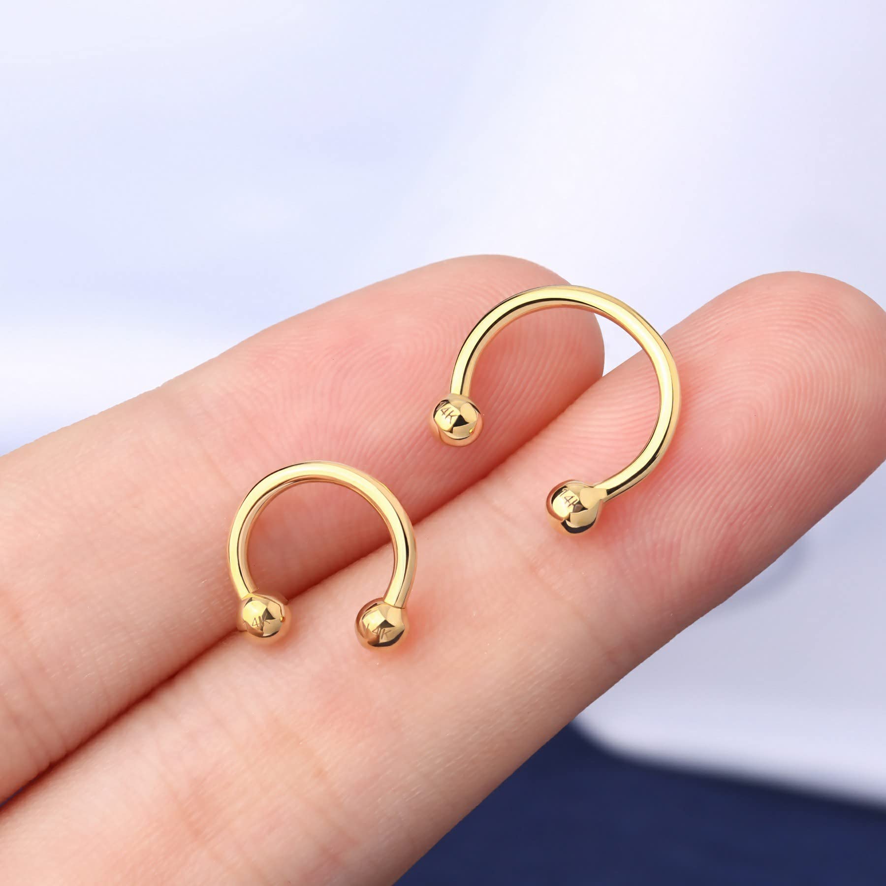 OUFER Gold Septum Piercing Jewelry 16G 14K Solid Gold Nose Septum Horseshoe Hoop Earring Helix Daith Cartilage Earrings