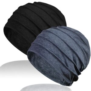 kisumthy 2 pcs cotton slouchy chemo beanies, chemo cap headwear cancer hats for women with hair loss