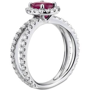 Jewelrygift 925 Sterling Silver Pavé Split Shank Ring Created Ruby Faceted Loose Gemstone Pave Set Ring for Women US Size : 6