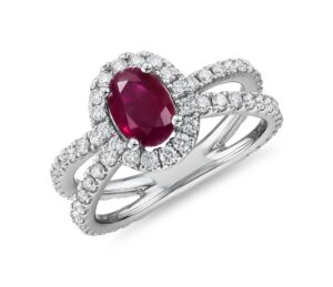 jewelrygift 925 sterling silver pavé split shank ring created ruby faceted loose gemstone pave set ring for women us size : 6