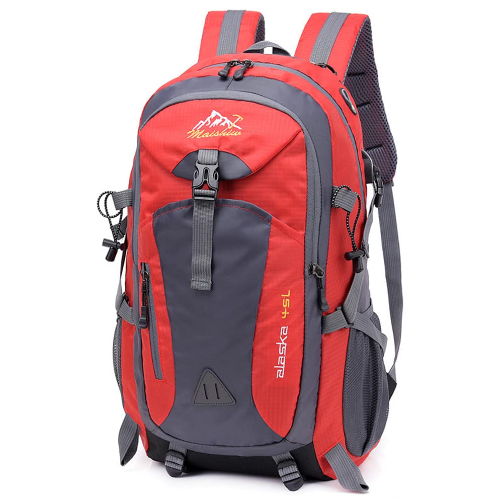 Backpack Men's USB Charging Travel bag Outdoor Large-capacity Sports Backpack Men's And Women's Waterproof Mountaineering Bag (Red)