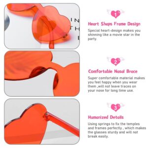 8 Pairs Rimless Sunglasses, Heart Shaped Transparent Candy Color Eyewear, Frameless Glasses Cosplay Party Favor Festival Christmas Birthday Outfits for Women, Man, Boys, Girls (L2US-2993464)