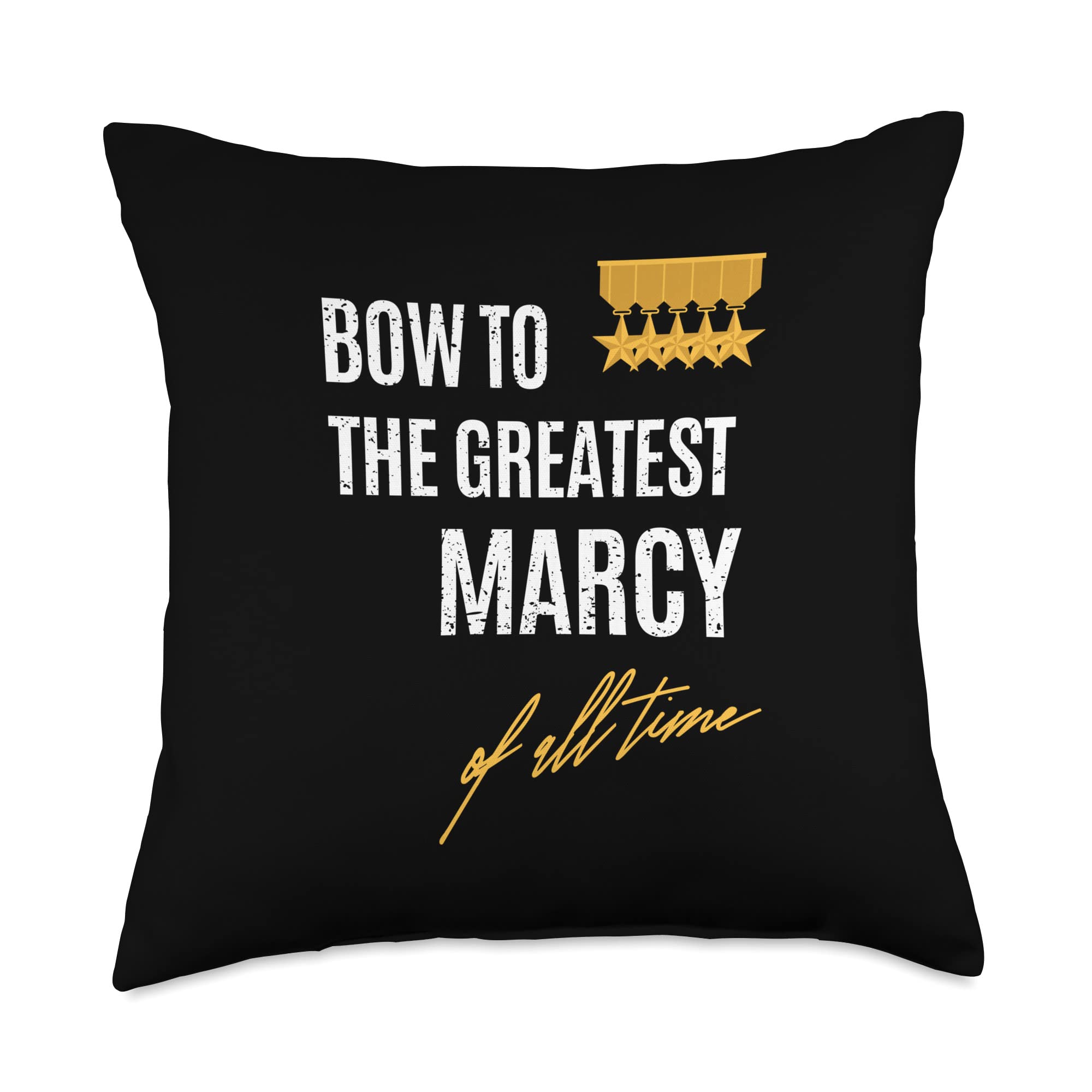 Custom Marcy Gifts & Accessories for Women Bow to The Greatest Marcy of All Time First Given Name Throw Pillow, 18x18, Multicolor