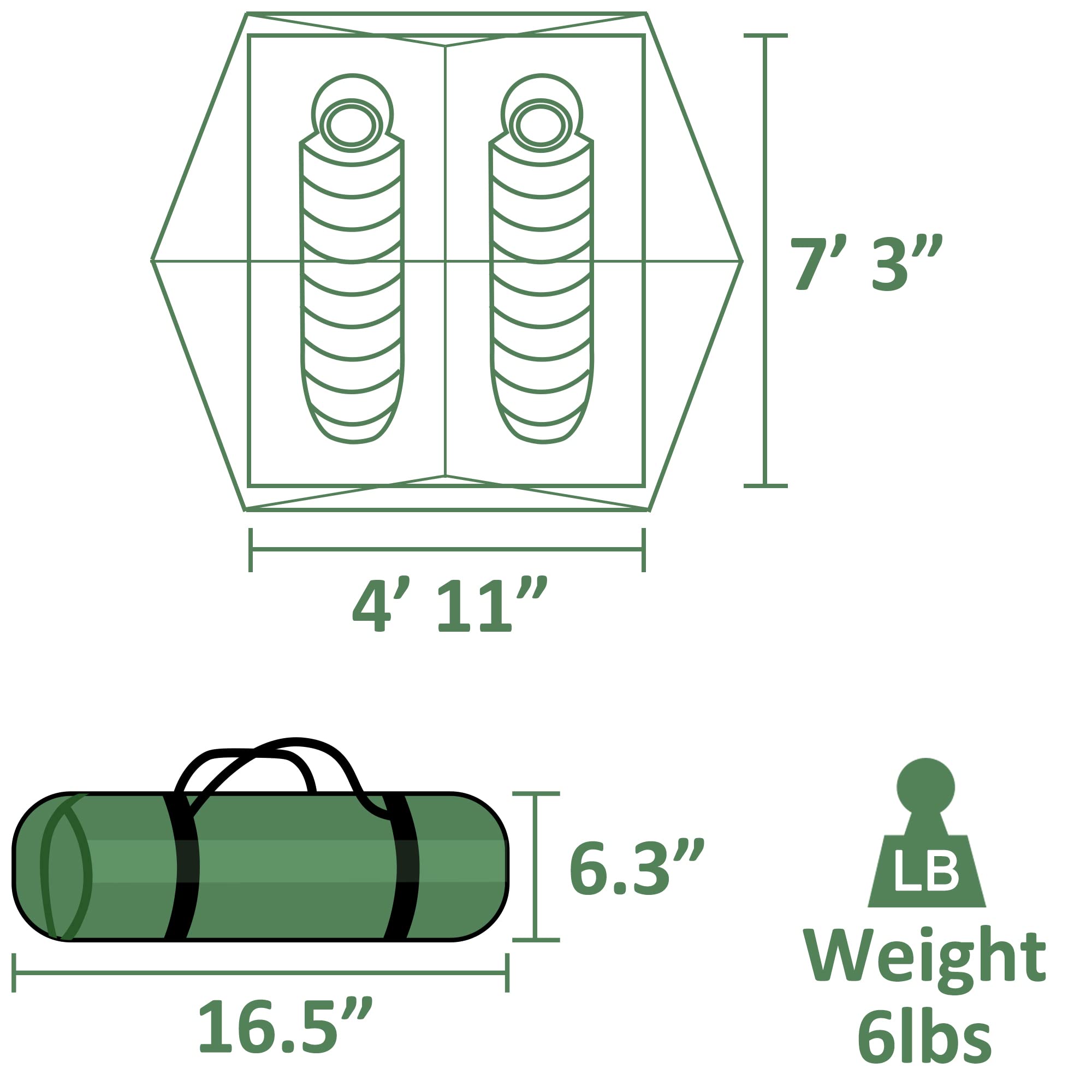 Clostnature Taurus 2 Person Backpacking Tent - Lightweight Two Person Tent for Backpacking, Easy Set Up Waterproof Camping Tent for Adults, Kids, Scouts, Large Size Outdoor, Hiking Gear